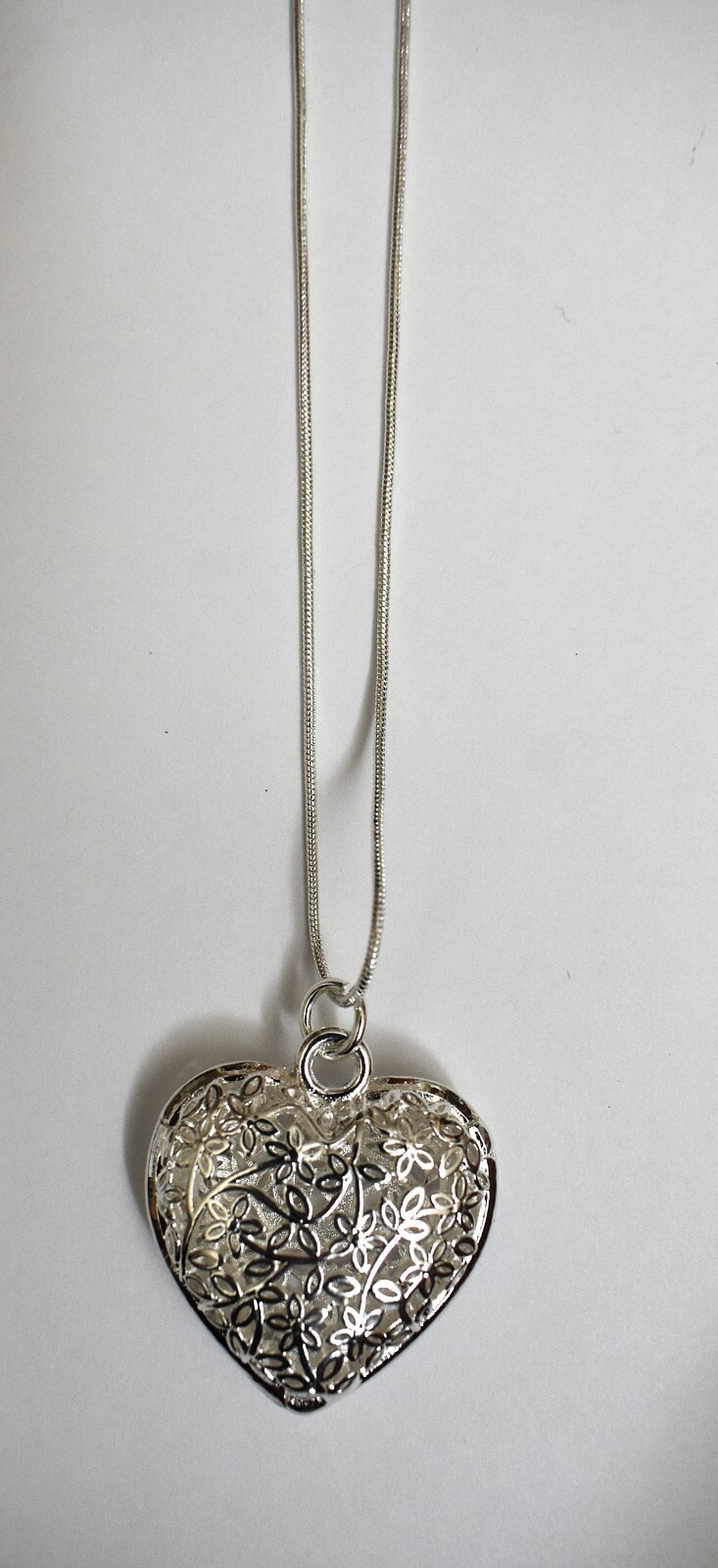 Sterling Silver Puffed Heart Pendant Necklace .521 Oz Silver. Content ...