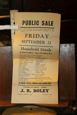 Antique Handbill Public Sale Auction Friday September 21st Gering ...