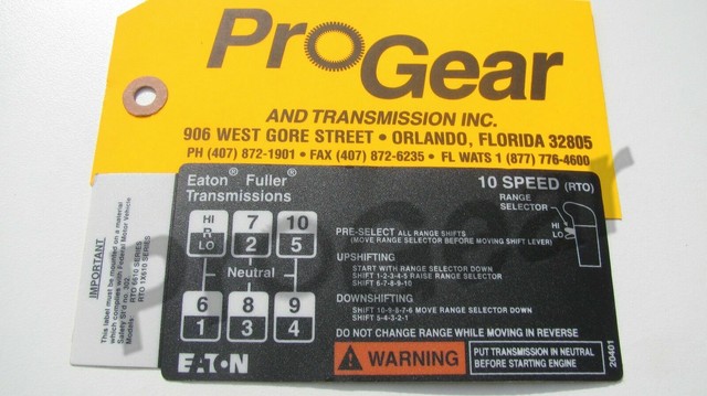 Fuller RTO 10 speed transmission shift pattern for sale online | eBay
