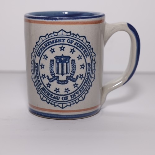 FBI Coffee Mug Louisville Stoneware Personalized Gray Blue Made in USA ...