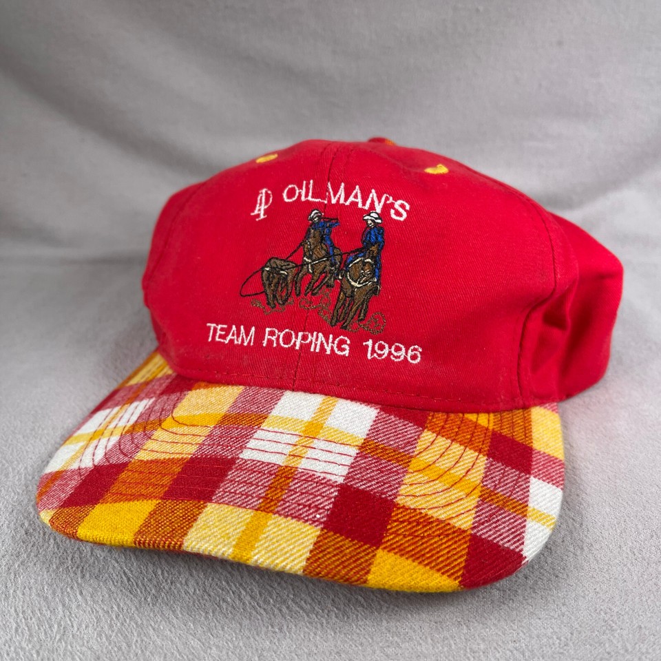 Oilmans Team Roping Hat Mens One Size Red Snapback Cap Texas Vintage ...