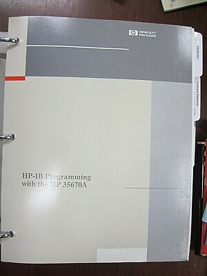 HP HB-IB Programming with the HP 35670A Signal Analyzer Manual 35670 ...