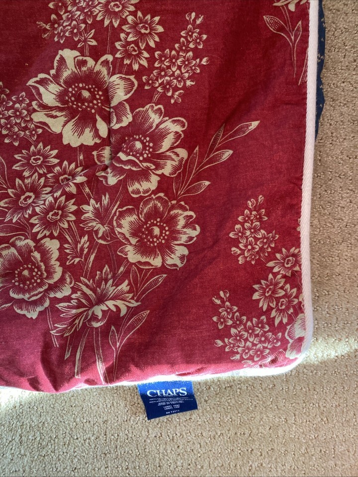 CHAPS RALPH LAUREN TELLURIDE Red Floral REVERSIBLE Queen COMFORTER + 2 ...