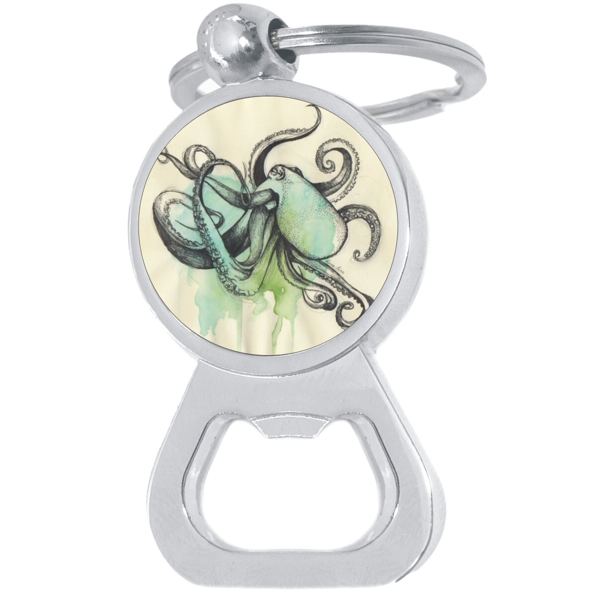 Blue Green Octopus Bottle Opener Keychain - Metal Beer Bar Tool Key ...