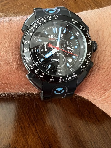 SECTOR SHARK MASTER 44mm CHRONOGRAPH DIVER WATCH 200M-660FT. VERY RARE ...