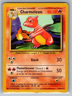 1999 Pokémon TCG Charmeleon Base Set 24/102 Regular Unlimited Uncommon ...