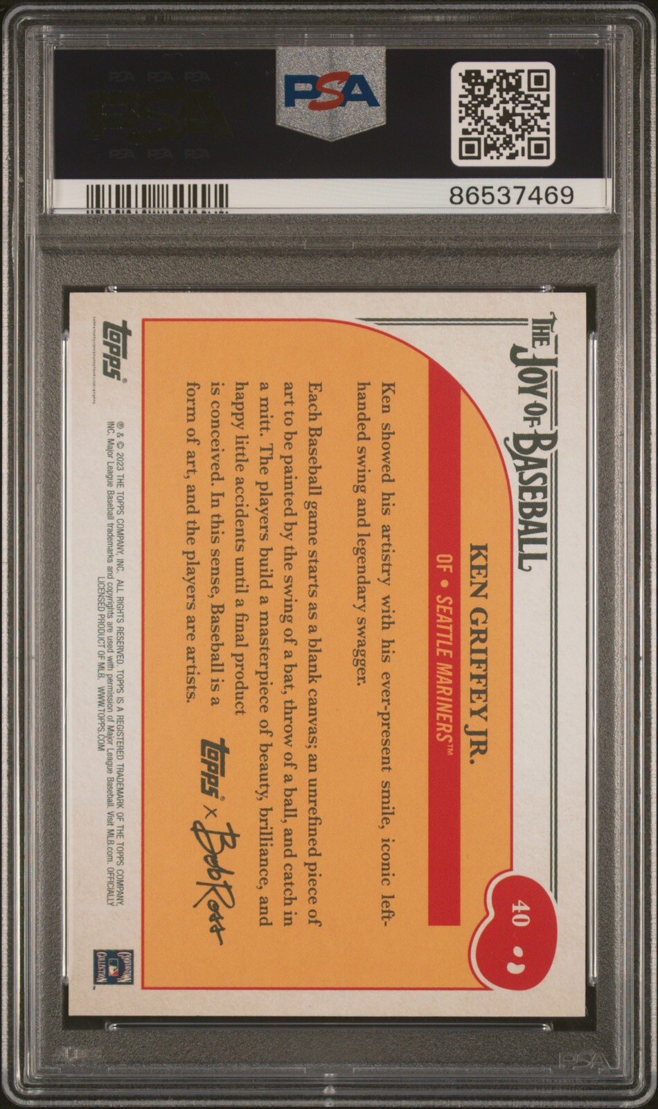 2023 Topps x Bob Ross: The Joy of Baseball Ken Griffey Jr WHITE /35 PSA ...