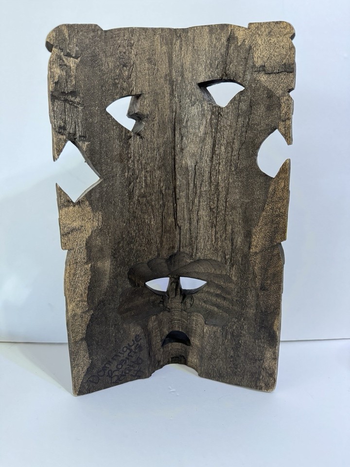 Aztec Mayan Hand Carved Wood Mask Vintage Mexican Serpent Jaguar Folk ...