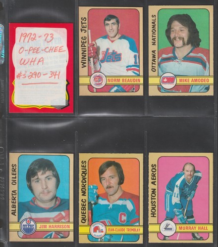 1972-73 O-Pee-Chee Hockey - All 52 WHA Cards - #s 290 - 341 | eBay