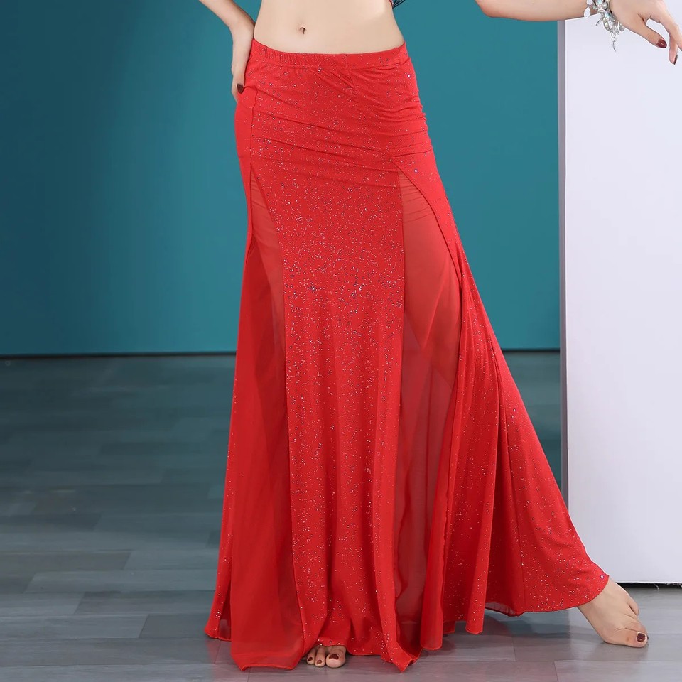 Belly Dance Summer Practice Outfit Fish Tail Skirt Set Water Gauze ...