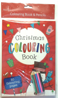 A4 Christmas CHILDREN Colouring Book & Colouring Pencils Stocking ...