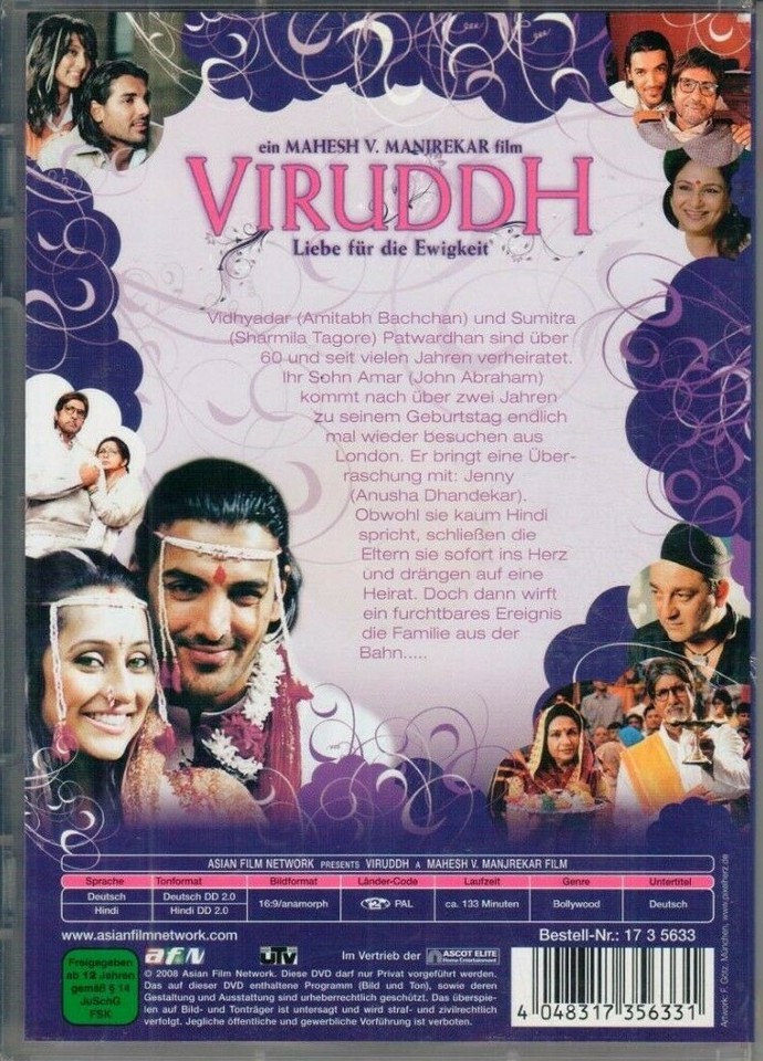 VIRUDDH - Liebe für die Ewigkeit - DVD - Bollywood - Kino Film - DVD ...