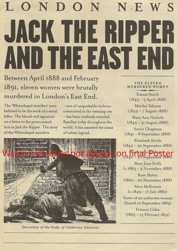 Jack Ripper Newspaper Poster wall art vintage style London News killer ...