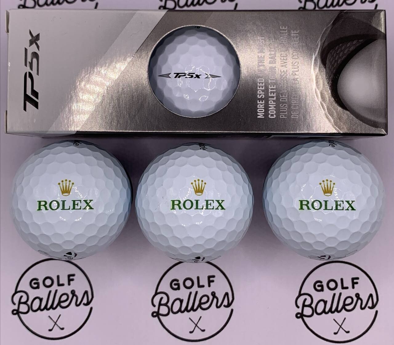 Taylor Made TP5x Rolex Branded Sleeve of 3 Golf Balls | eBay UK