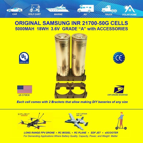 2 Pack Samsung INR 21700 50G 3000mAh 3.6V Lithium Ion Cells with ...