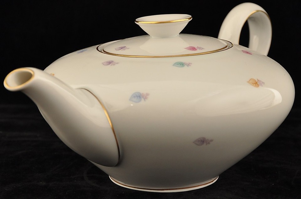 R KPM Krister Teapot Decorated W/ Pastel Leaves and Gold Trim | eBay