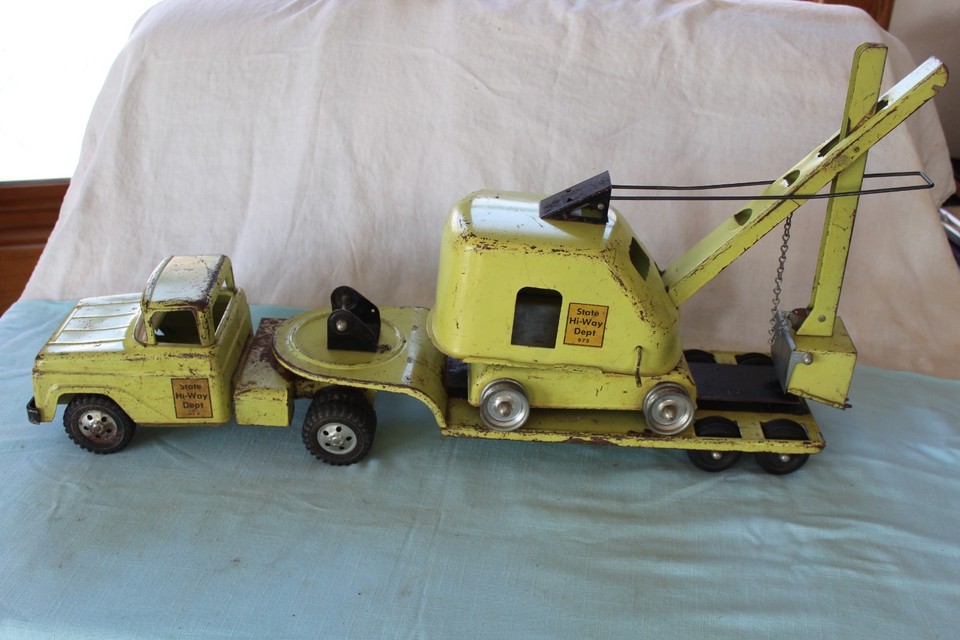 Vintage Tonka 1958 Hi-Way Dept Low Boy Semi and Shovel Green | eBay