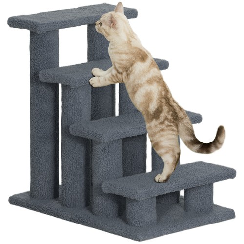 24'' Cat Tree 4-Step Stairway Perch Scratcher Pet Steps Stairs Dog Ramp ...