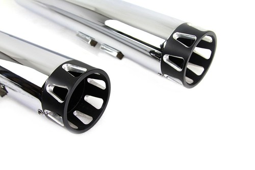 M8 Black Highlight Billet Tip Slip-On Muffler Set fits Harley Davidson ...