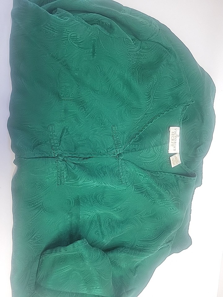 Vintage 90s Victorias Secret Gold Label Pure Silk Robe Shirt Green Sz ...