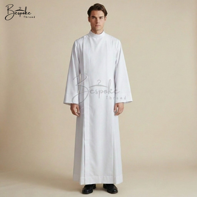 White Clergy Alb Robe Wide Sleeve Catholic Priest Deacon Liturgical ...