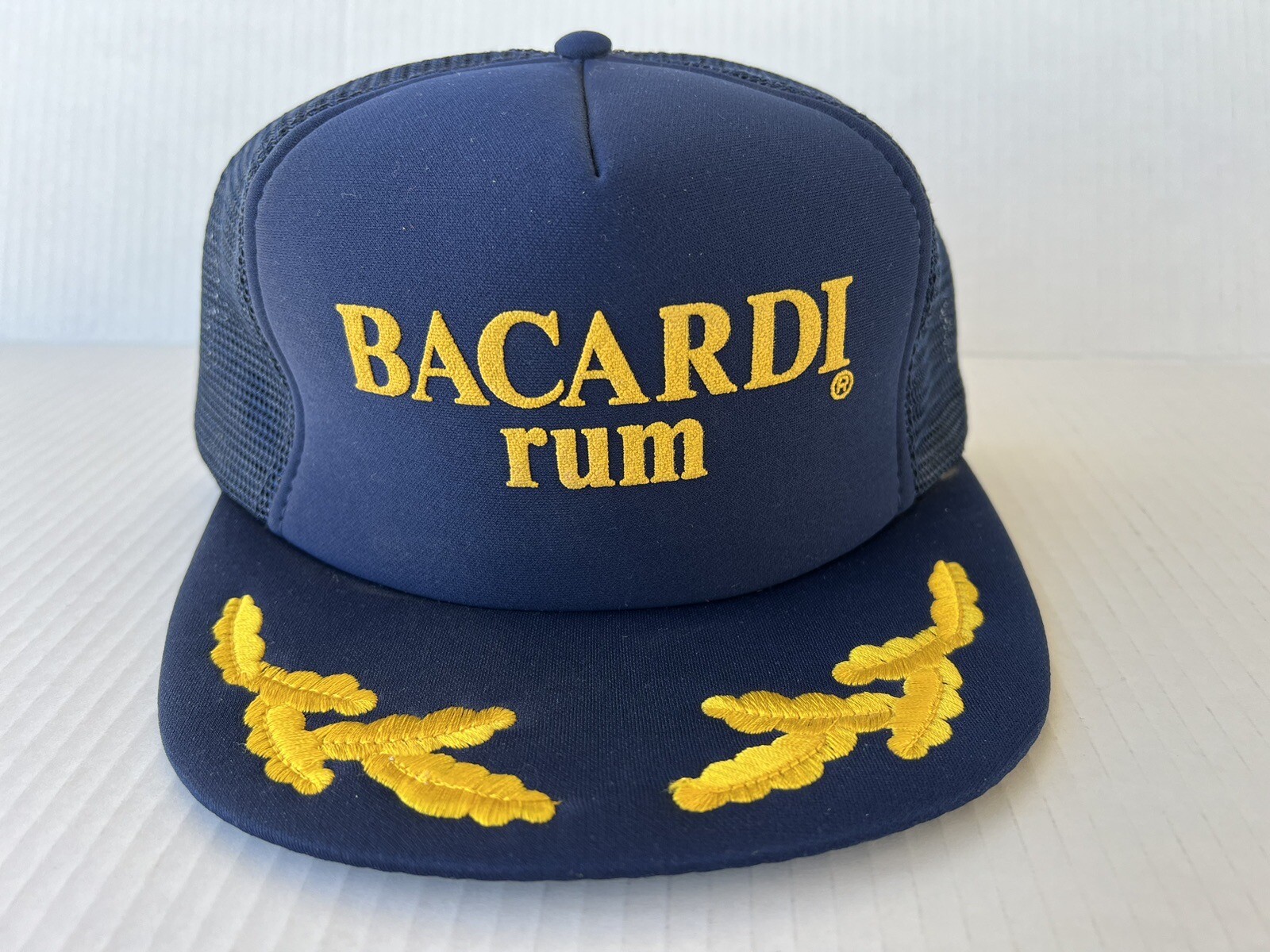 Vintage Bacardi Trucker Cap~Logo~SnapBack~Mesh Back~Navy & Gold | eBay