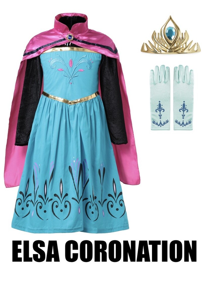 Frozen Elsa Anna Princess Queen Dress Up Set Girls Costume US Fast ...