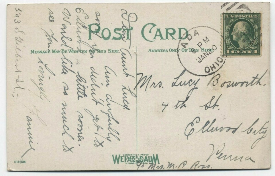 OH ~ Homes along Tree Lined Dirt Road ADA Ohio 1913 Hardin County ...