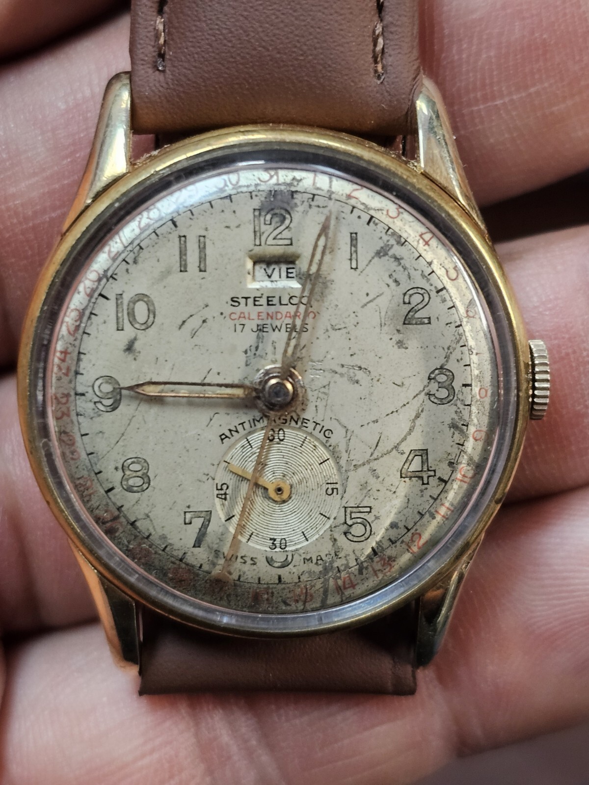 Vintage STEELCO CALENDAR 17 Jewels Antimagnetic Wrist Watch Read ...