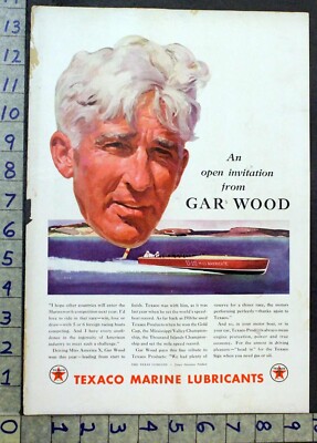 1933 GAR WOOD MISS AMERICA X HARMSWORTH BOAT RACE TEXACO MARINE OIL GAS ...