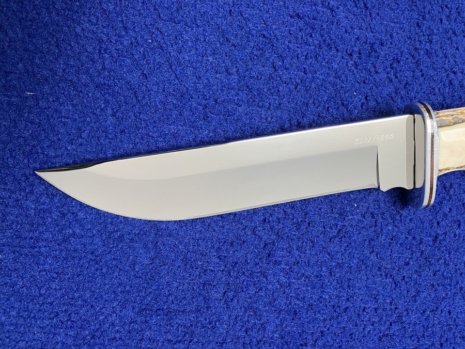 Vintage Buck 124 Custom Frontiersman Stag Knife W/ Leather Sheath SN ...