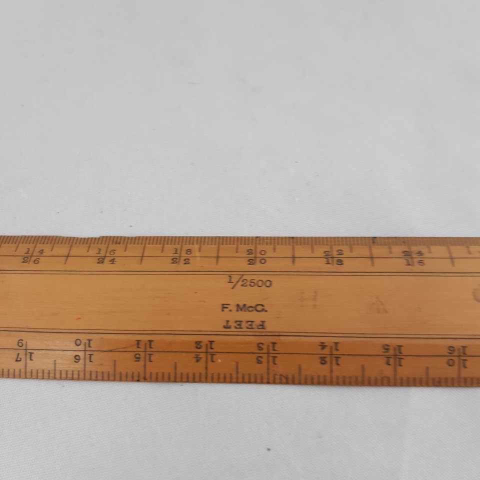 Vintage Ruler F McC 1/2500 Engine Divided Boxwood Tool Wooden Wood Rule ...