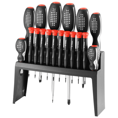 18-Piece Screwdriver Set with Vertical Holder Made of Chrome Vanadium ...