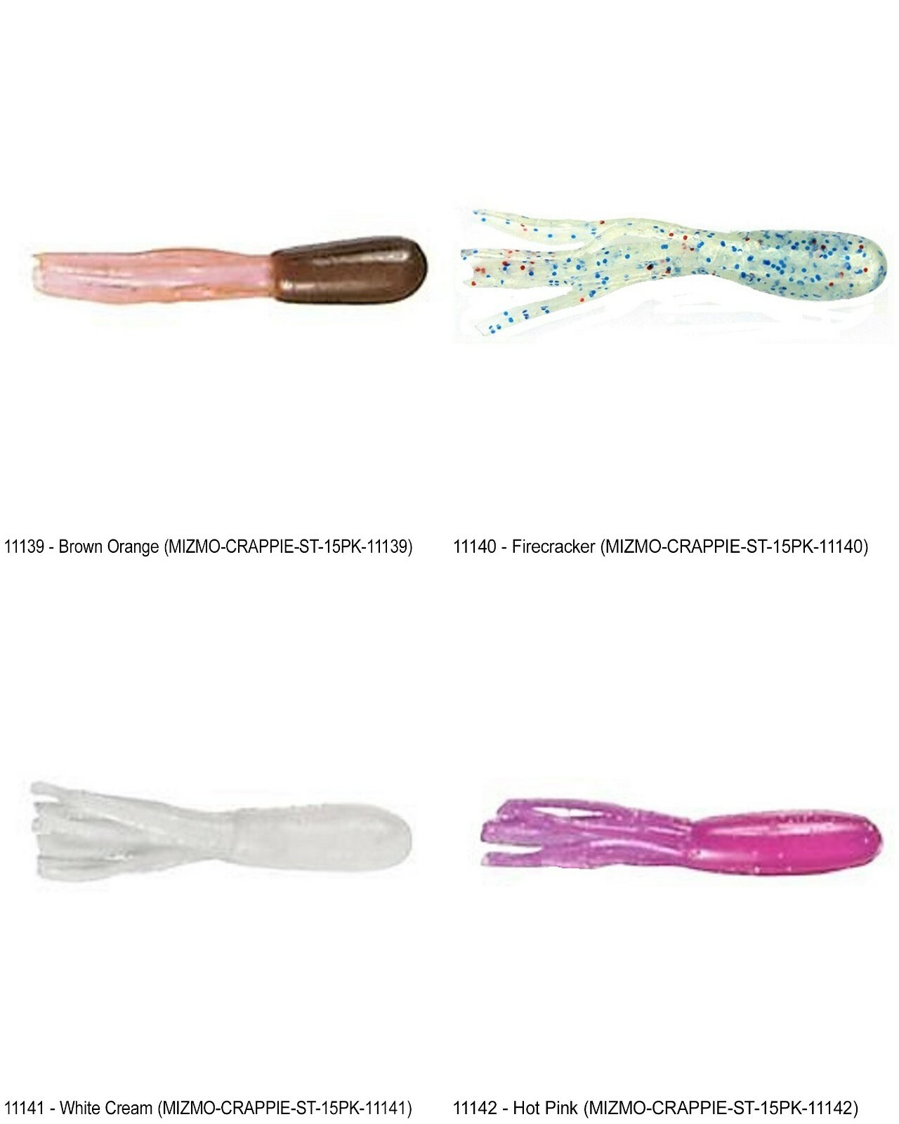 Mizmo Tubes Crappie Panfish SPECS 1.5 Inch Pick Any 44 Colors 15 Count ...