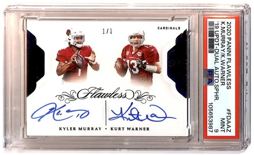 2020 Flawless Dual Sapphire 1/3 Kurt Warner Auto Kyler Murray Auto PSA ...