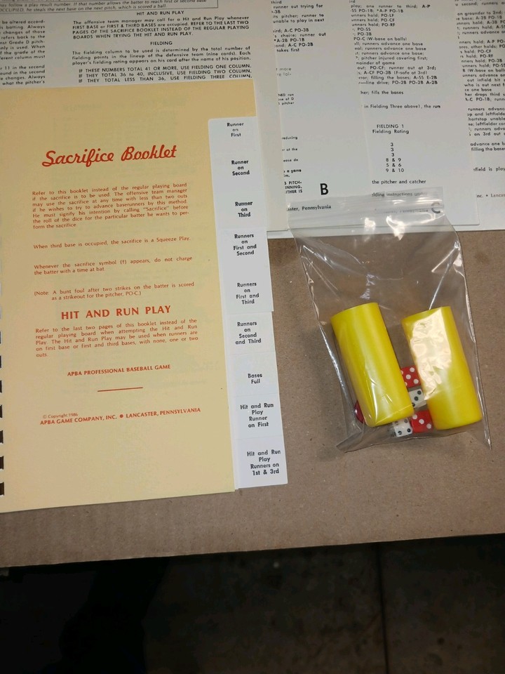 APBA MLB Baseball Board Game. Years 77, 78, 79. Charts, Box & Parts VG ...