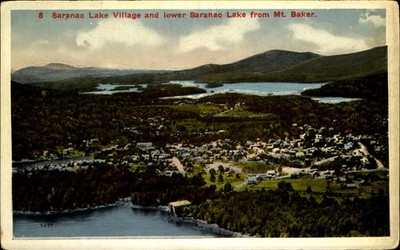 Saranac Lake Village NY ~lower Saranac Lake from Mt Baker~aerial view ...