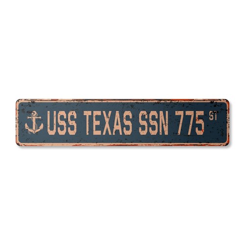 USS Texas SSN 775 Vintage Plastic Street Sign us Navy Ship Veteran ...