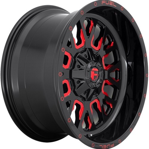 (Set-4) Fuel D612 Stroke 18x9 5x4.5"/5x5" -12mm Black/Red Wheels Rims ...
