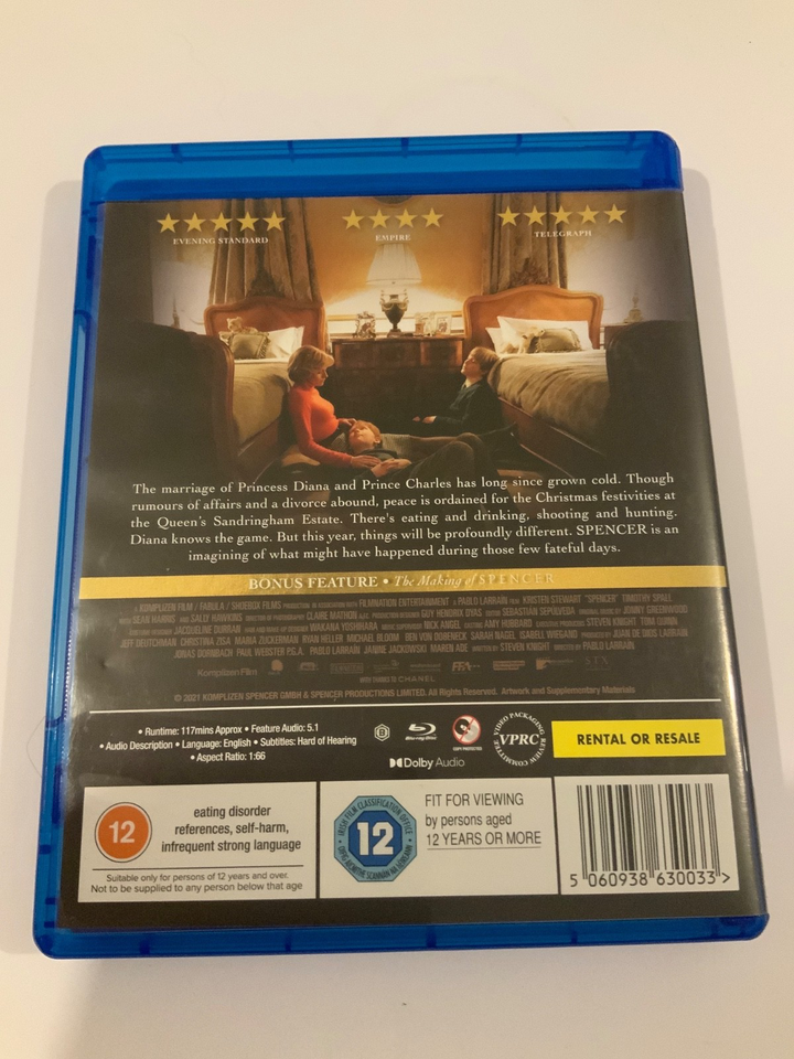 Spencer Blu-ray (2022) Kristen Stewart, Larraín Princess Diana | eBay UK