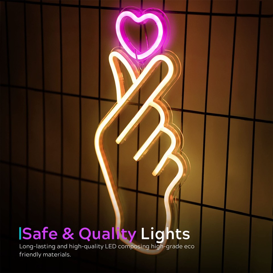 Finger Heart Neon Signs - Heart Thumb South Korean Novelty Neon Light ...