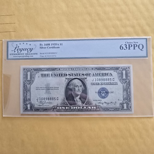 1935E- SILVER CERTIFICATE $1 NOTE GRADED BY LEGACY CHOICE NEW 63 PPQ ...
