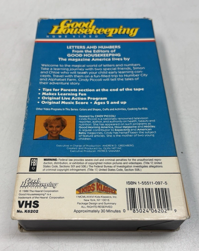Good Housekeeping Letters & Numbers VHS Children's Learning Video ...