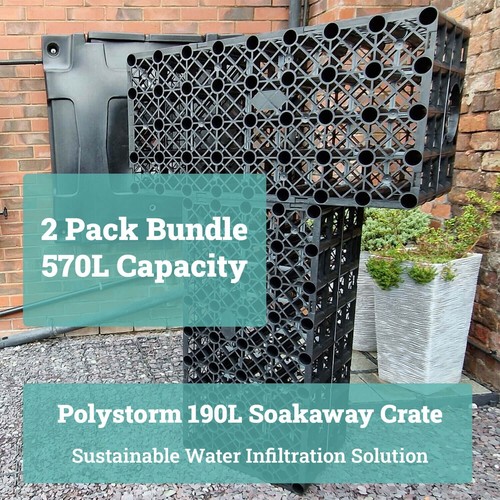 2x Polystorm PSM1A 190L Soakaway Crates for Efficient Water Management ...