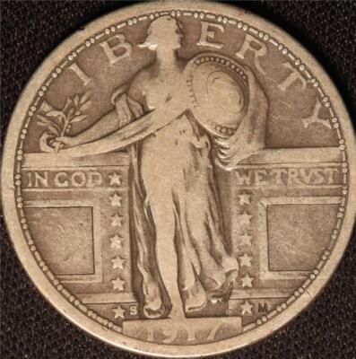 1917 S TYPE 1 STANDING LIBERTY QUARTER, TOUGH, EARLY DEMI-KEY! | eBay