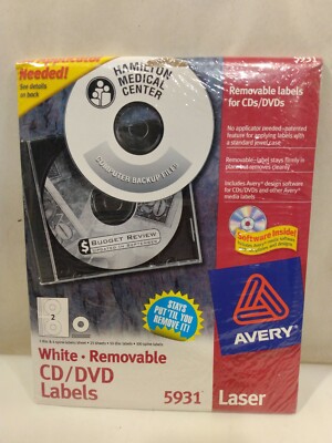 Avery Laser CD Labels Matte White 50/Pack 5931 Laser | eBay