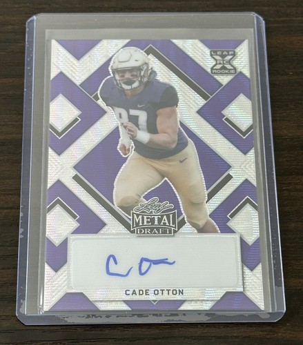 CADE OTTON TE 2022 LEAF METAL DRAFT AUTO ROOKIE CARD RC PURPLE WAVE /20 ...