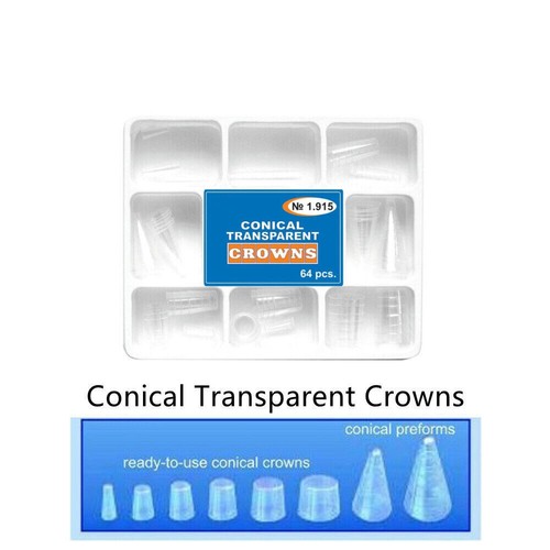 64 Pcs Dental Restoration Conical Transparent Crowns Preforms Matrices ...
