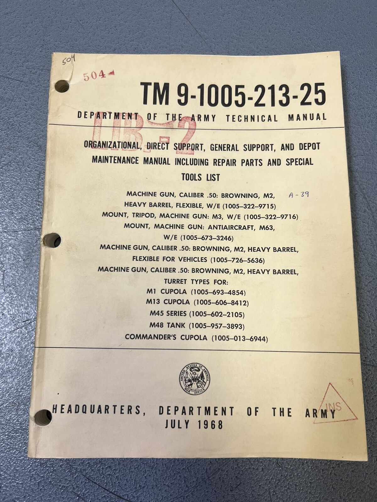 1968 Army Manual Rifle Browning Machine Gun .50 cal M2 M3 M63 | eBay