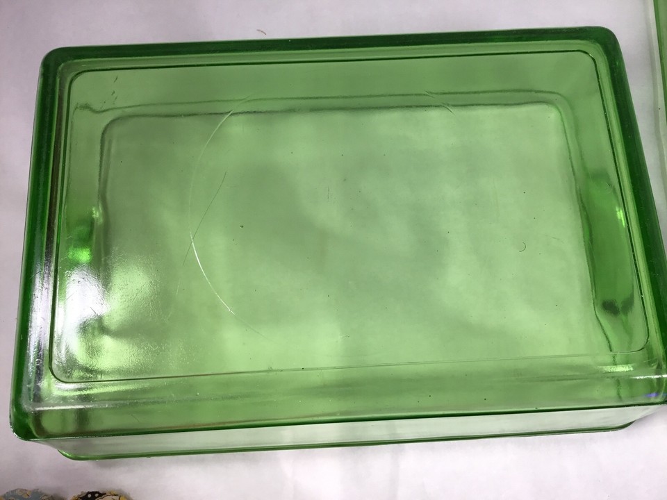 vintage Uranium glass green refrigerator vegetable freshener lid rare ...